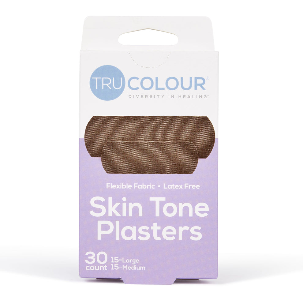 Tru-Colour Skin Tone Plasters Dark Brown Skintone - 30 count - 2 sizes ...